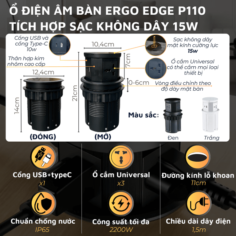 Ổ Điện Thông Minh Đa Năng Ergo Edge | DandiHome